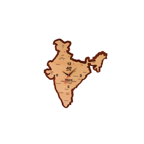 Wooden Wall Clock (India Map) – Corporate Gifts | Promotional Gifts ...